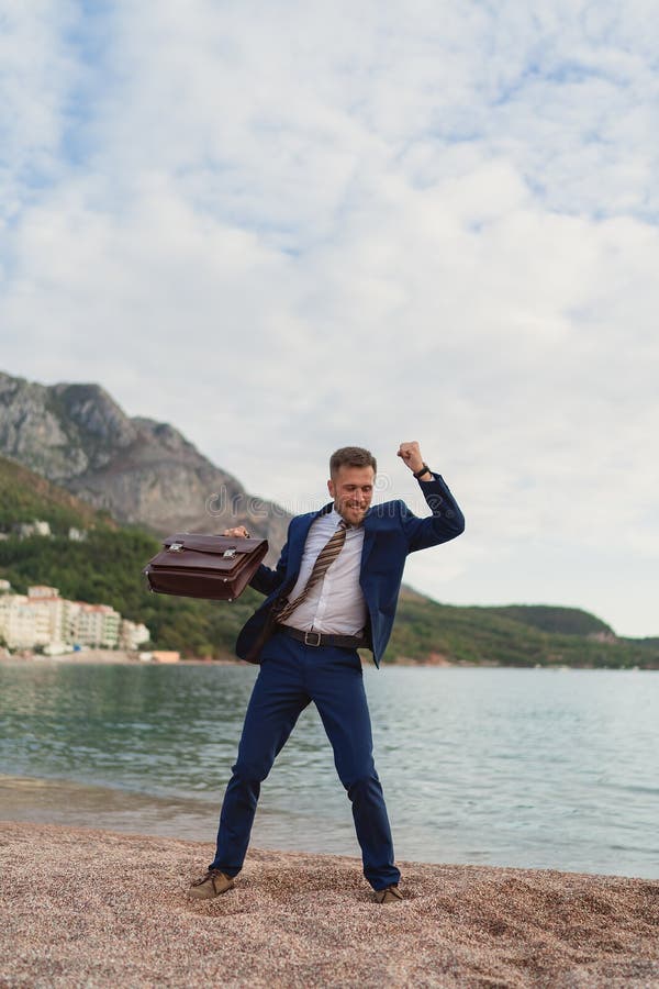 Businessman Dancing on the Beach Stock Image - Image of employee ...