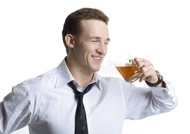 Happy Businessman Drinking Tea Stock Photo - Image of morning ...