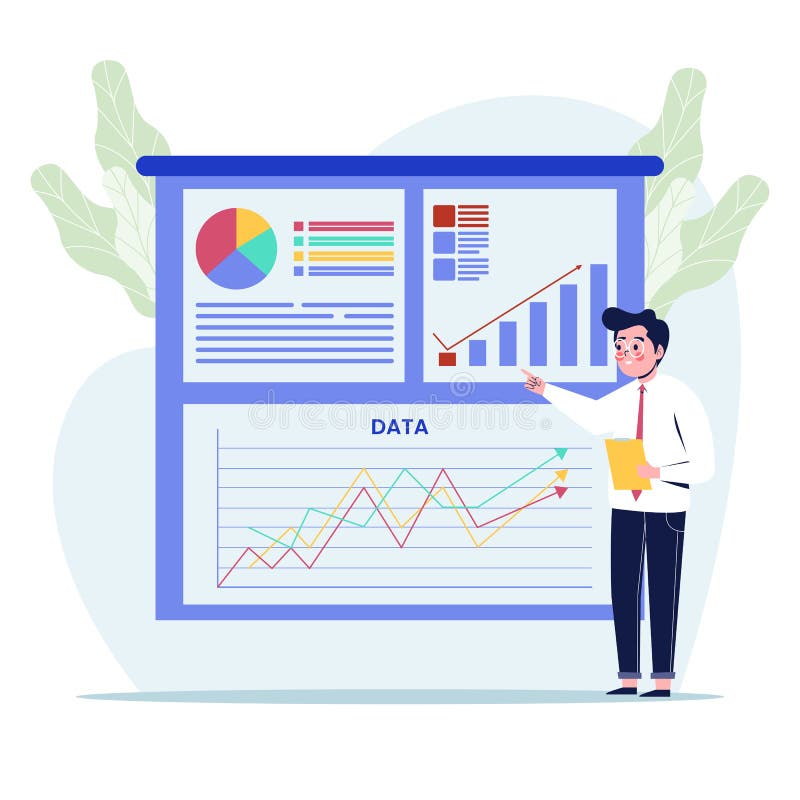 Happy Businessman Explaining Information Graphics Stock Vector ...