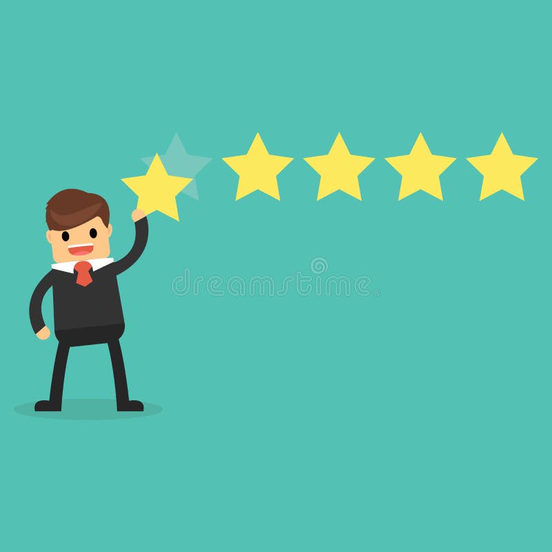Happy Businessman Giving Five Star Rating. Stock Vector - Illustration ...
