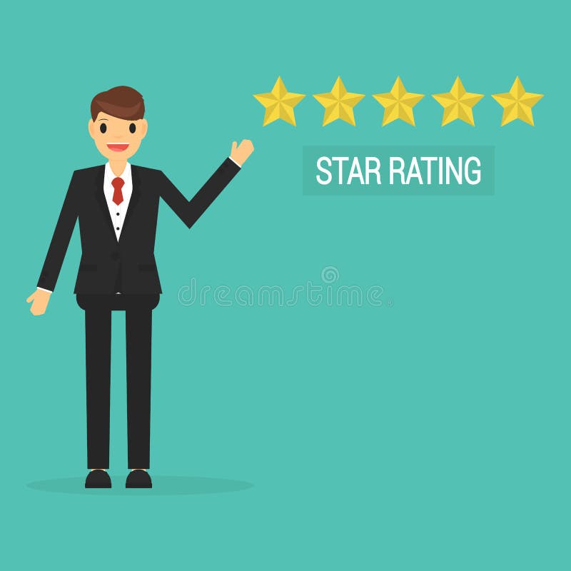 Happy Businessman Giving Five Star Rating. Stock Vector - Illustration ...