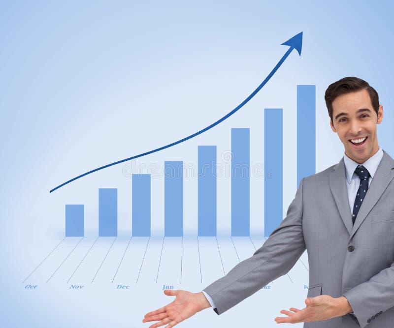 Happy Businessman Giving a Presentation with His Hands Stock Image ...