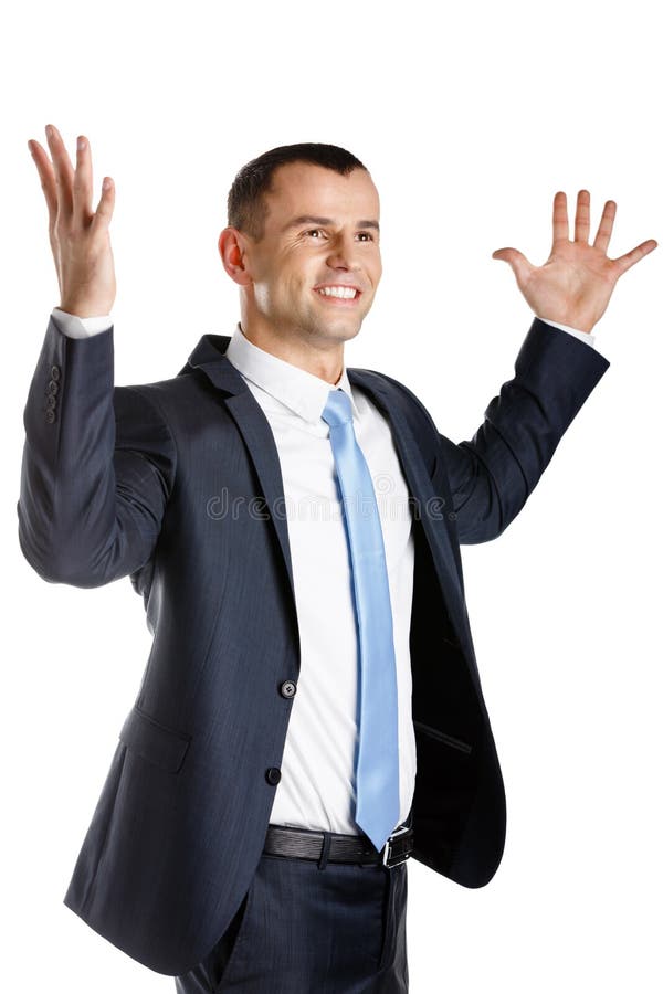 Happy man with hands up stock image. Image of happy, joyful - 29104451