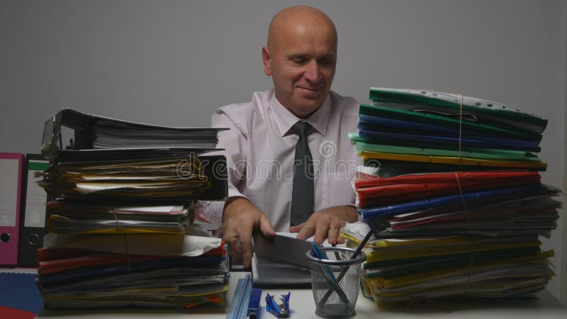 Happy Businessman Image Working in Financial Archive Room with ...