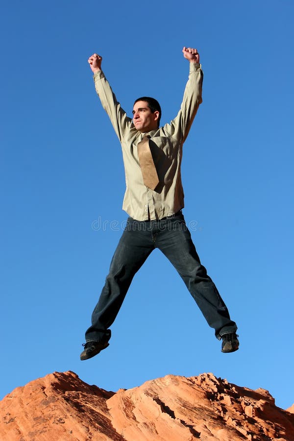 Happy businessman jumping stock image. Image of happy - 12828691