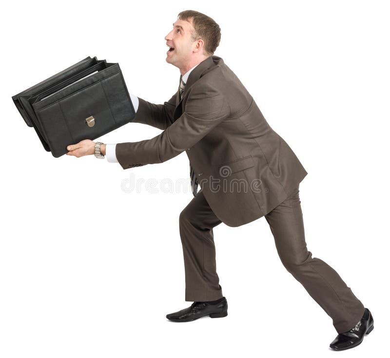 Happy Businessman with Open Briefcase Stock Photo - Image of briefcase ...