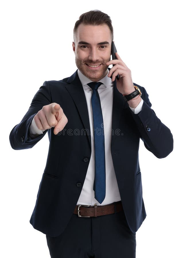 Pointing while Talking on Phone Stock Image - Image of gesturing ...