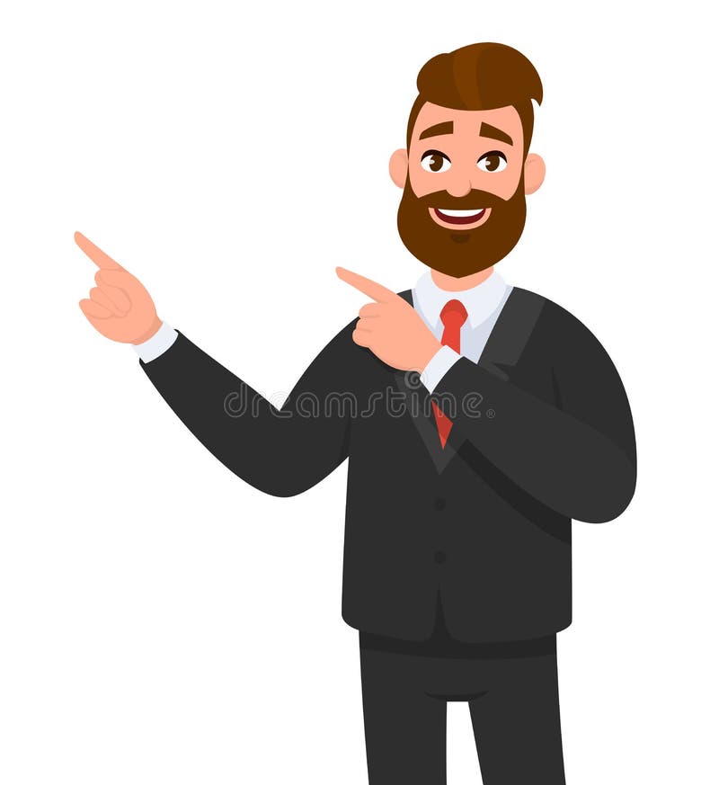Happy Businessman Pointing Hand Gesture Copy Space To Present or ...