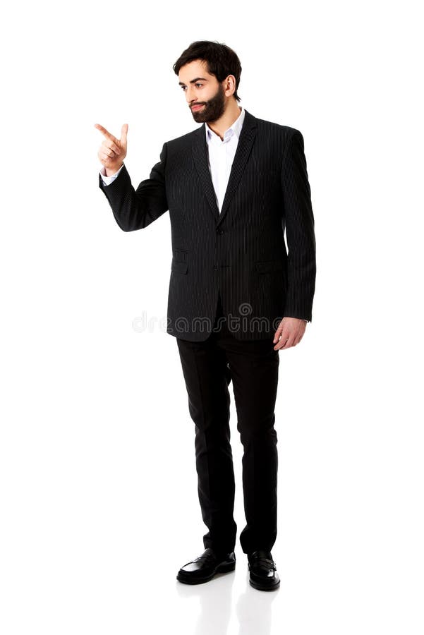 Happy Businessman Points His Finger. Stock Photo - Image of hand, human ...