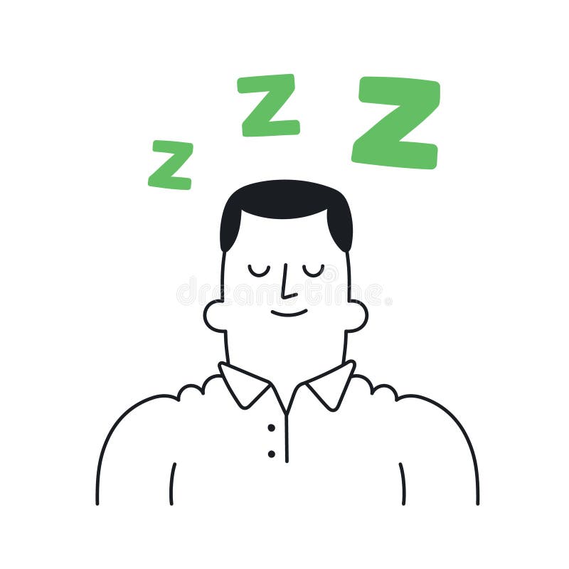 Happy Businessman Resting and Sleeping. Outline, Linear, Thin Line ...