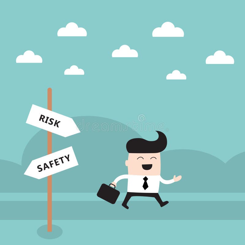 Happy Businessman on the Road Take a Risk Concept Stock Illustration ...