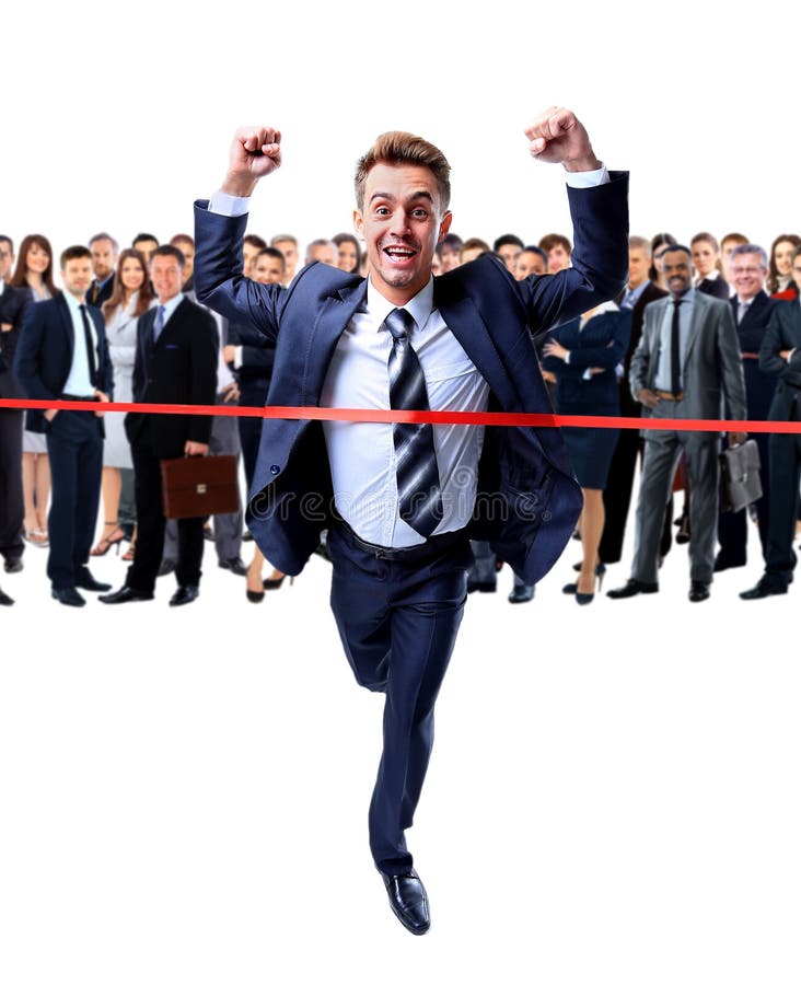 Happy Businessman Running through Stock Photo - Image of ready, male ...