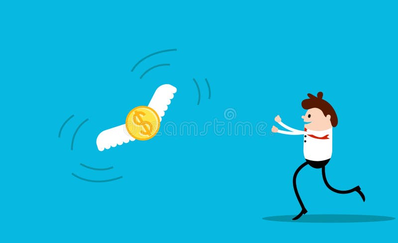 Happy Businessman Running after Money Stock Vector - Illustration of ...