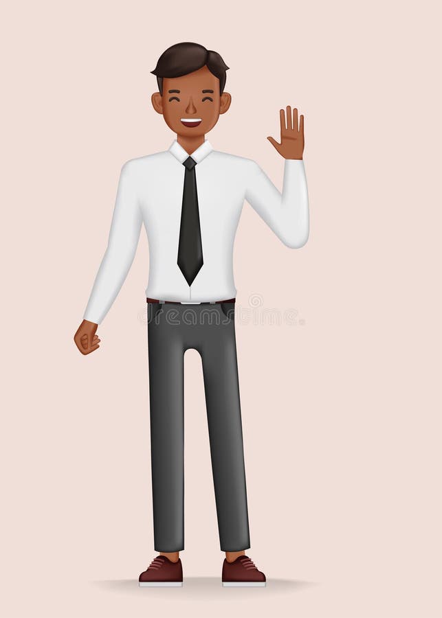 Happy Businessman Saying Hello Character Design. 3d Vector Illustration ...