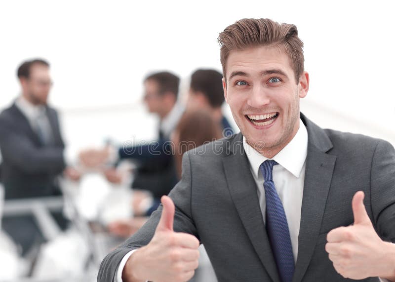Happy Businessman Showing Thumbs Up Stock Image - Image of executive ...