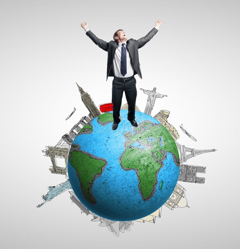 Man standing on earth stock image. Image of male, hand - 32142291