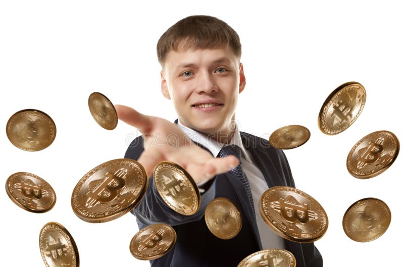 Businessman Throwing Bitcoin Coin Stock Photo - Image of successful ...