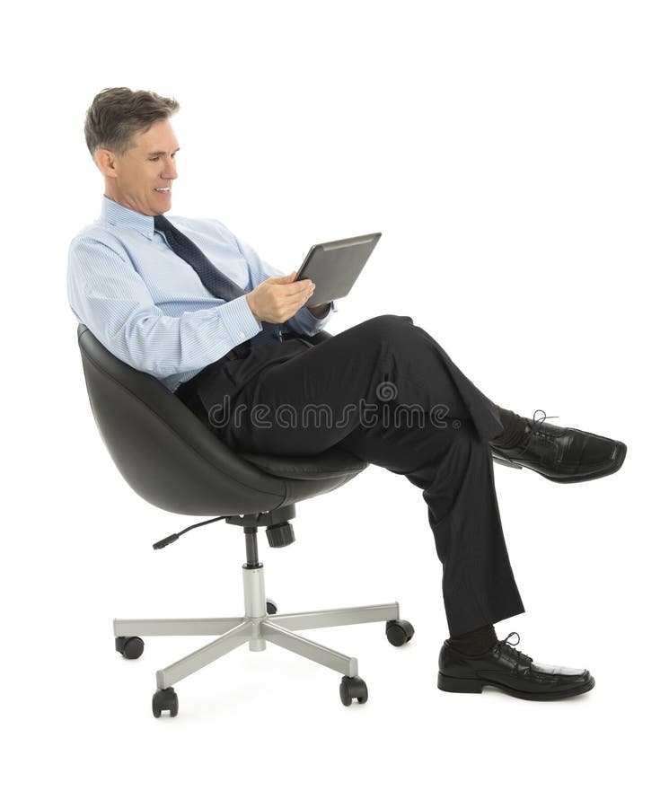 Business Man at Bistro Table with Working on Laptop Stock Photo - Image ...