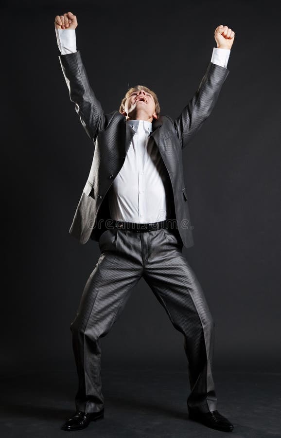 Man is Very Glad and Happy, he Shows Yes Wow Gesture of Victory, Guy ...