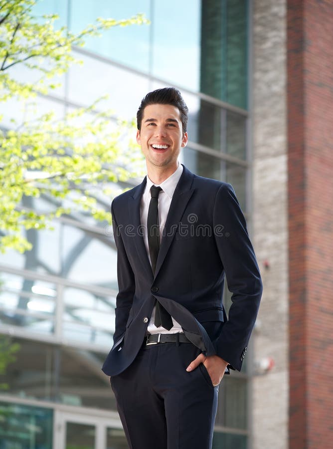 Happy Businessman Walking To Work Stock Image - Image of posing, adult ...