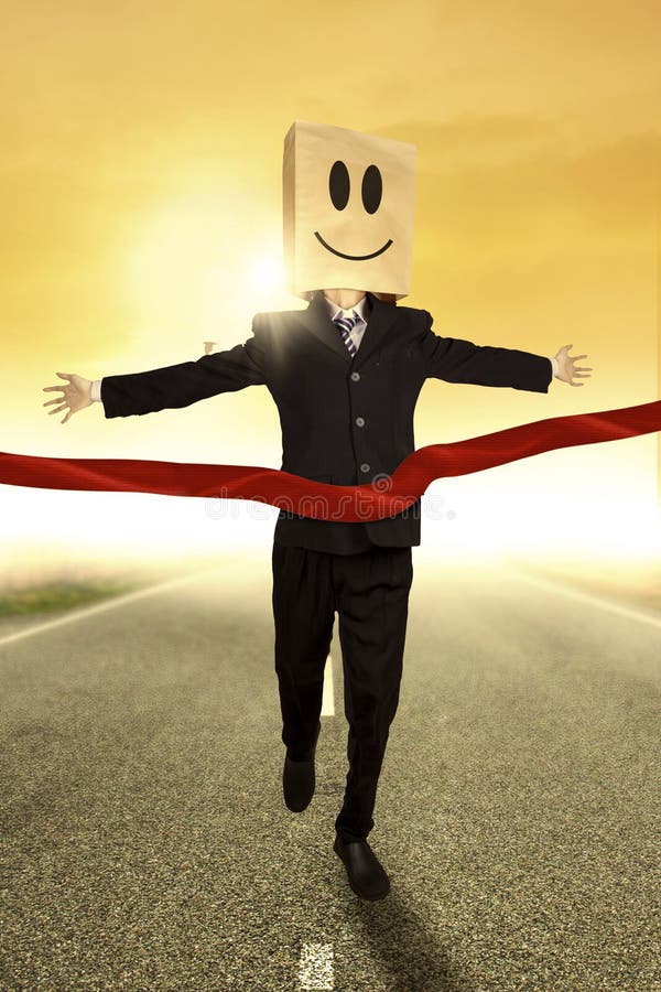 Happy Businessman Winning the Competition Stock Photo - Image of ...