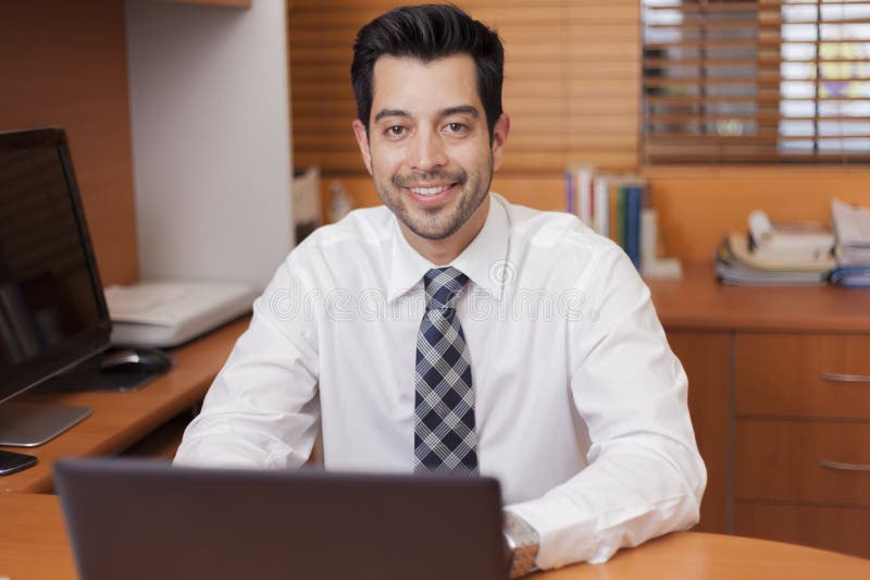 Happy businessman at work stock photo. Image of young - 34488574