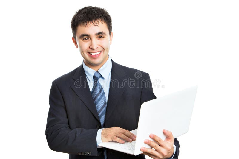 Happy businessman stock image. Image of computer, person - 30464011