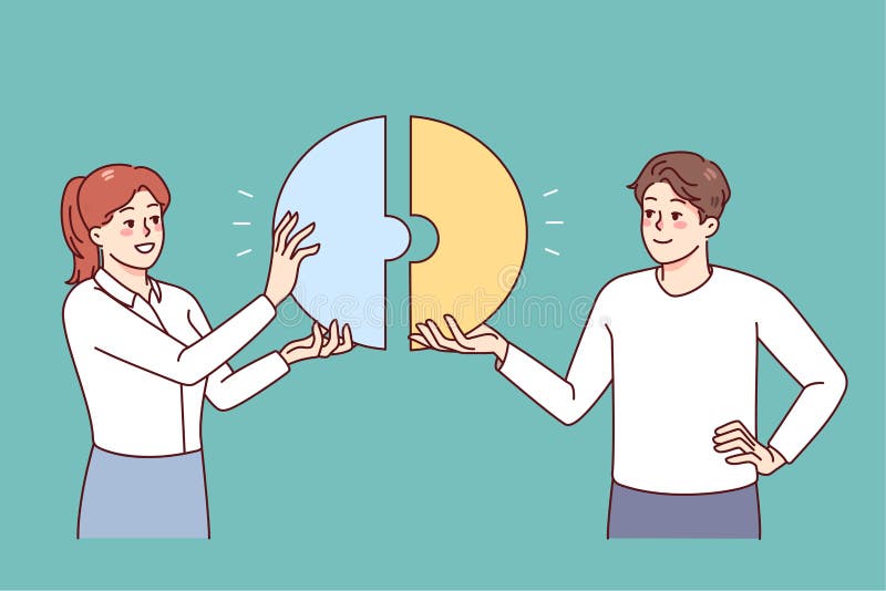 Happy Businesspeople Find Solution Together Stock Vector - Illustration ...