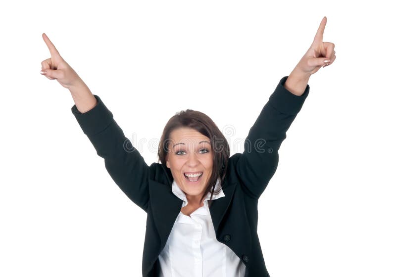 Cheering happy woman stock image. Image of cheering, laughing - 31413385