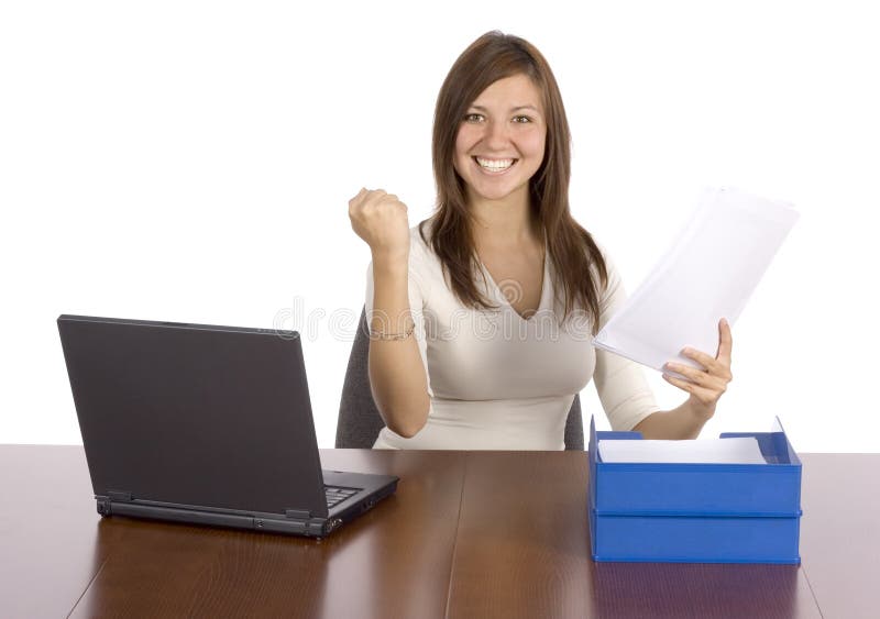 Business Woman Holding Reports Stock Photo - Image of attractive ...