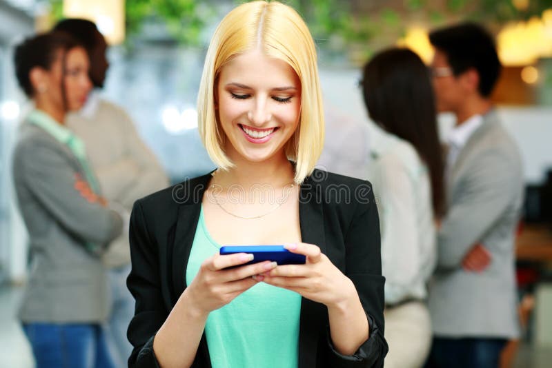 Happy People Using Mobile Smart Phone Stock Photo - Image of people ...