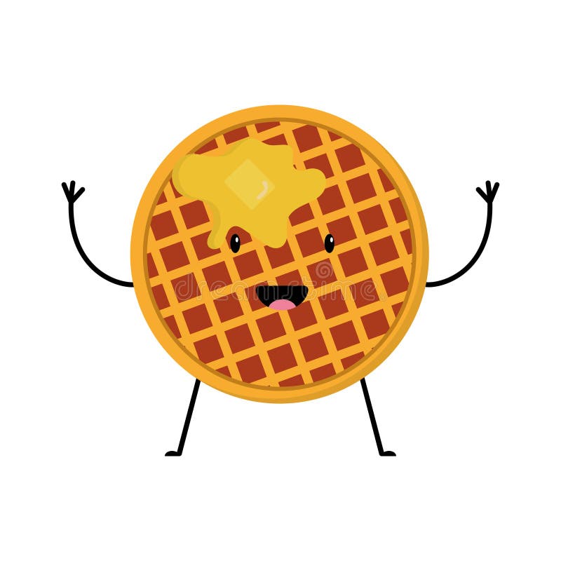 Happy Buttered Waffle Face. Vector Stock Illustration - Illustration of ...