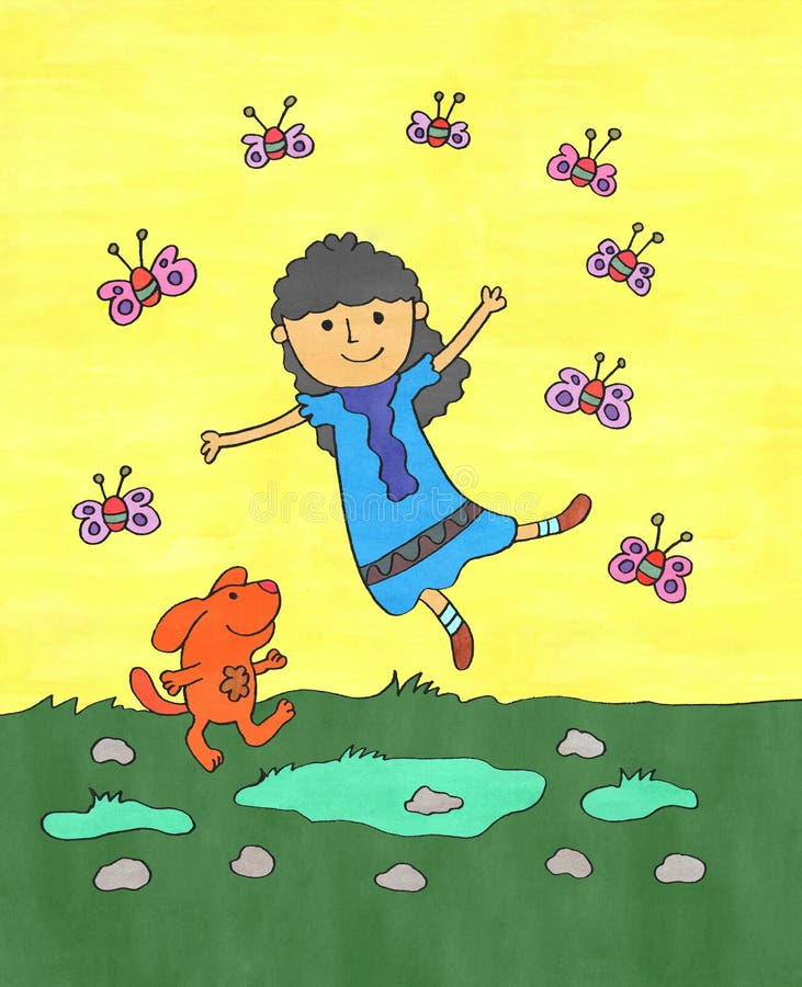 Chasing Butterflies stock vector. Illustration of child - 6748682