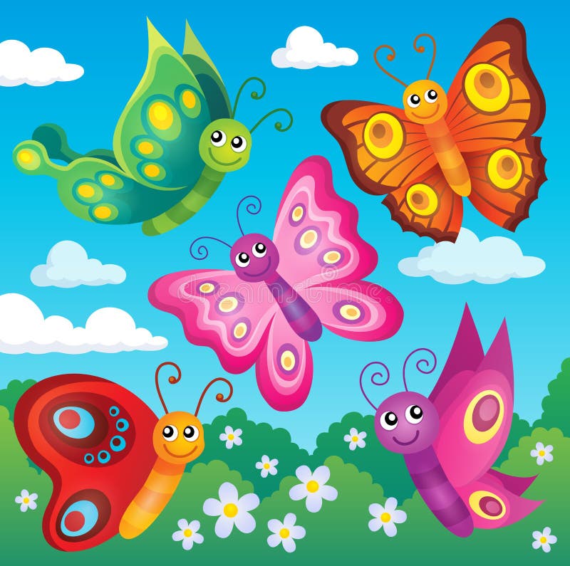 Happy Butterflies Theme Image 1 Stock Vector - Illustration of ...