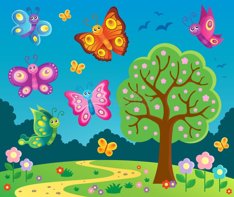 Happy Butterflies Theme Image 7 Stock Vector - Illustration of midair ...