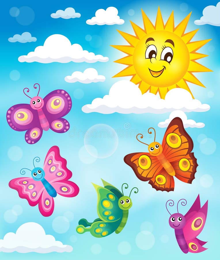 Happy Butterflies Theme Image 6 Stock Vector - Illustration of ...