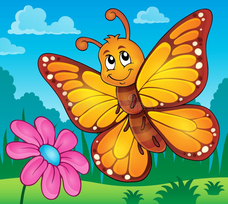 Happy Butterfly Topic Image 2 Stock Vector - Illustration of midair ...