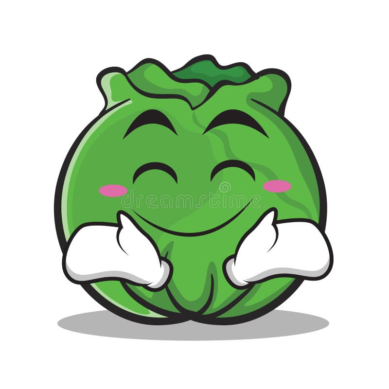 Happy Cabbage Cartoon Character Style Stock Vector - Illustration of ...