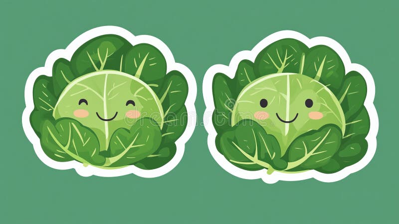 Happy Cabbage Stickers! Cute Vegetable Characters for Design, Decor and ...
