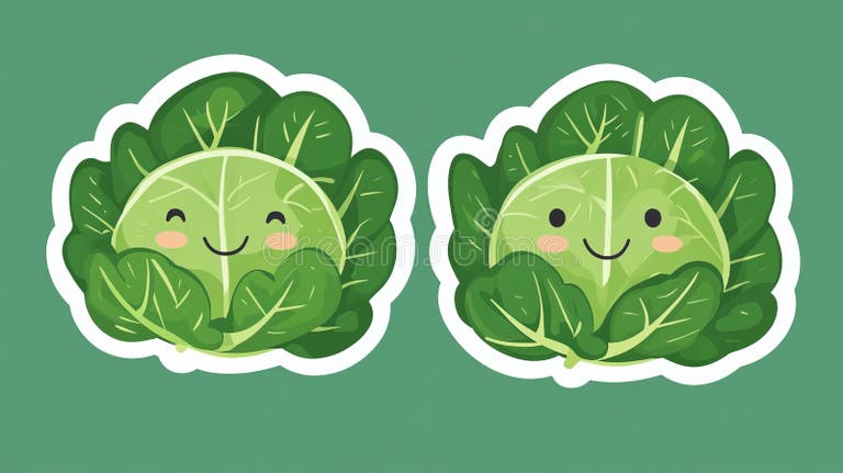 Happy Cabbage Stickers! Cute Vegetable Characters for Design, Decor and ...