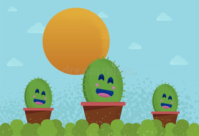 Happy cactus, stock vector. Illustration of flower, background - 147212445