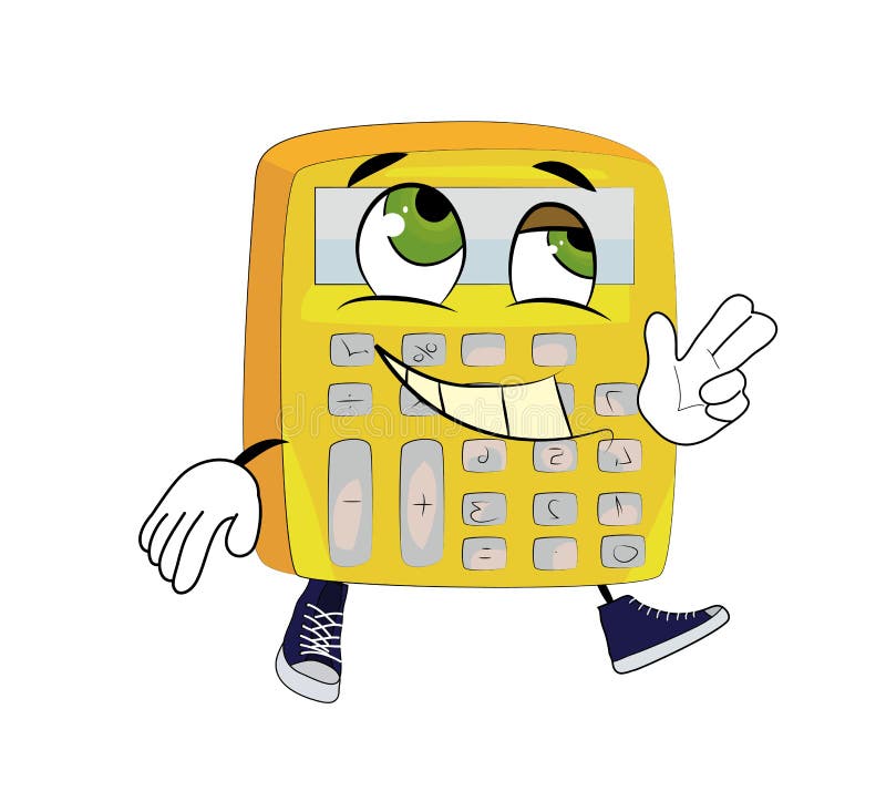 Happy calculator cartoon stock illustration. Illustration of glad ...
