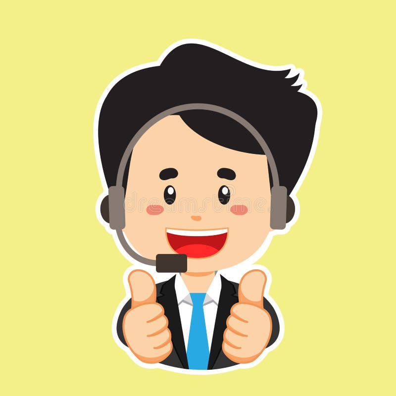 Happy Call Center Character Sticker Stock Vector - Illustration of ...