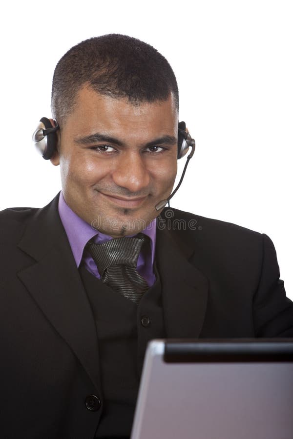 Happy Call Center Operator with Headset Stock Image - Image of ...