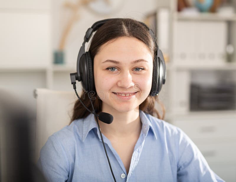 Happy Call Center Operator Talking with Client Stock Photo - Image of ...