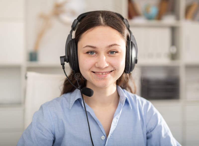 Happy Call Center Operator Talking with Client Stock Image - Image of ...