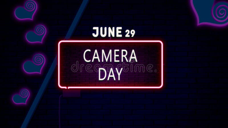 Happy Camera Day, June 29. Calendar of June Neon Text Effect, Design ...