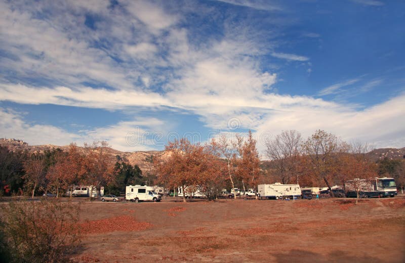Happy Campers in an RV Park Stock Photo - Image of landscape, park: 3899214