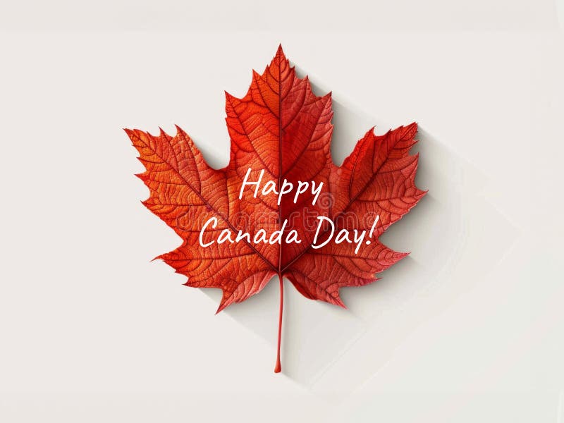 Happy Canada Day Celebration Concept with Vibrant Maple Leaf on White ...