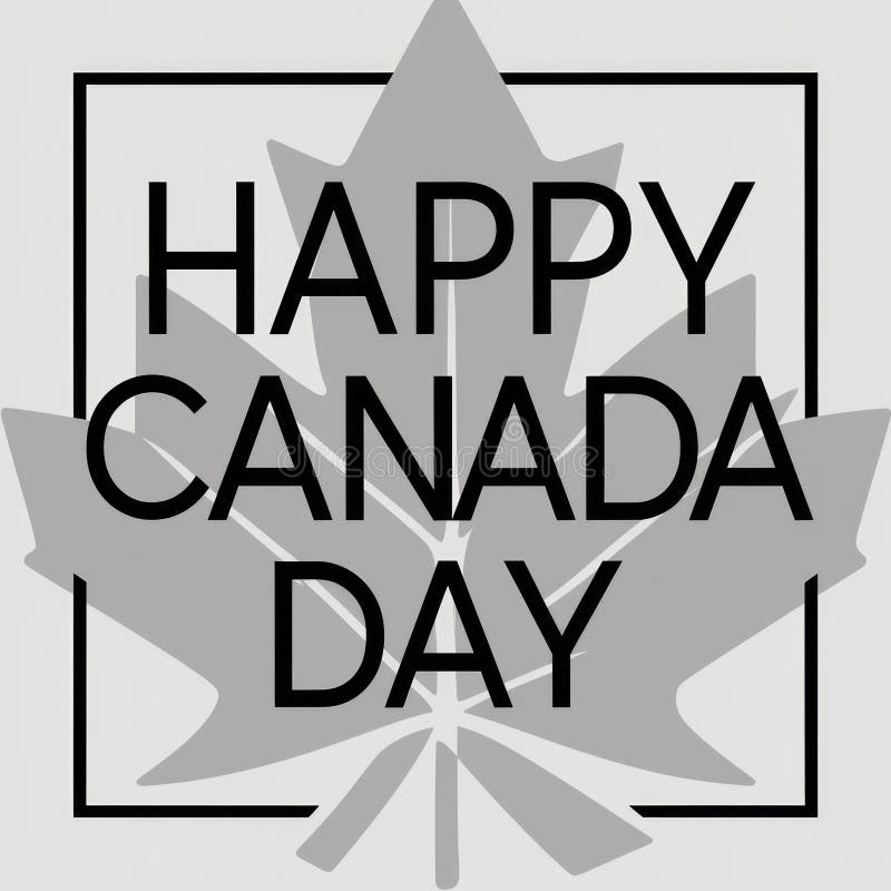 Happy Canada Day Celebration with Maple Leaf Design in Black and White ...